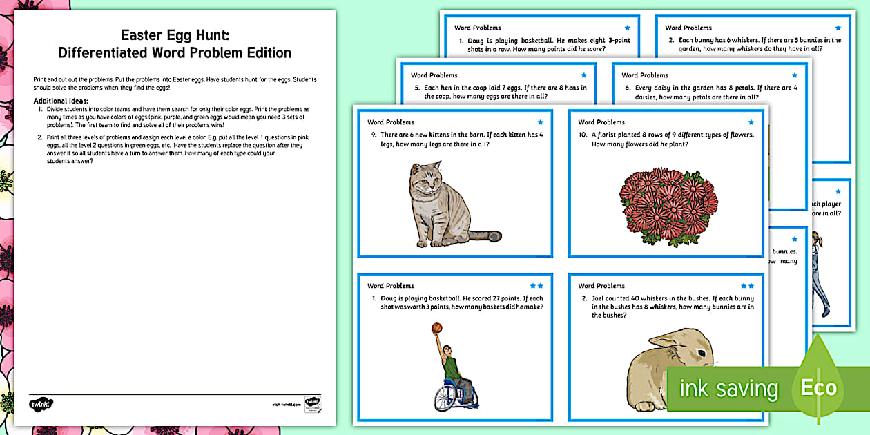 Easter Egg Hunt Word Problems Activity | Twinkl USA - Twinkl