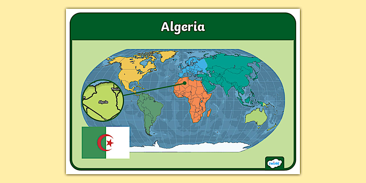 Algeria on a Map Display Poster (Teacher-Made) - Twinkl