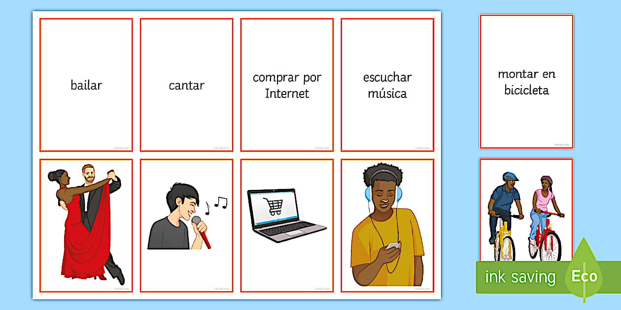 Hobbies and Free Time Activities Matching Cards Spanish