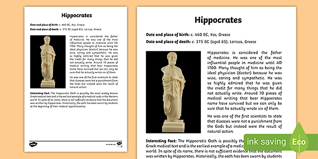 Hippocrates KS2 Significant Individual Fact File - Twinkl