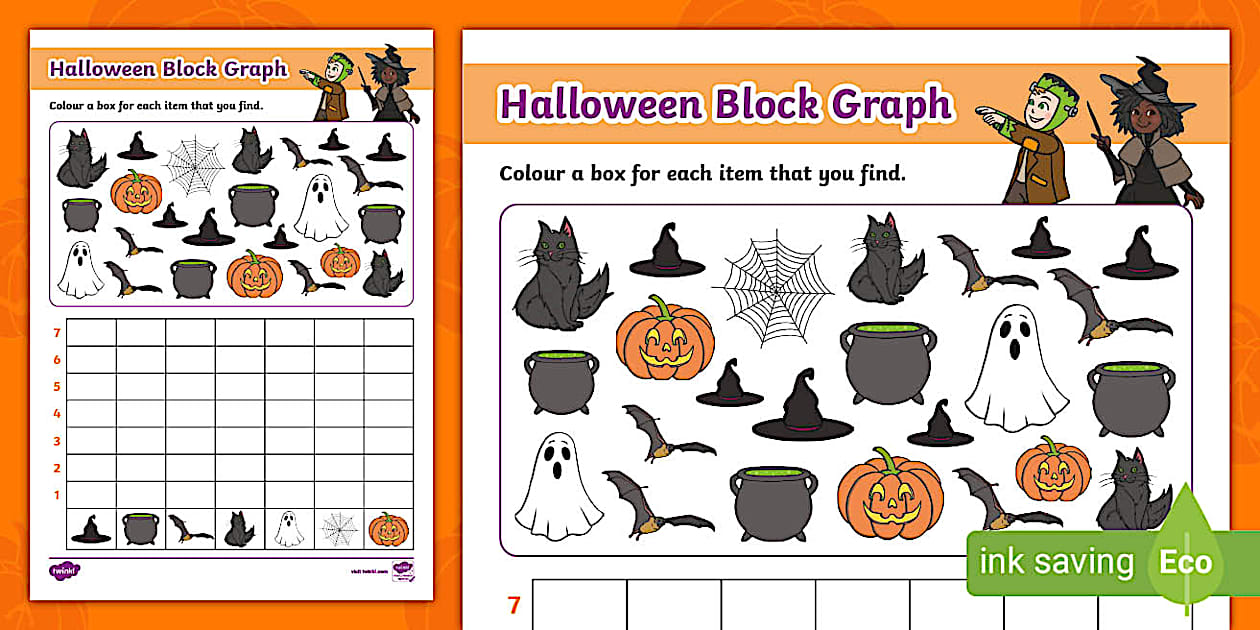 Halloween Block Graph Activity Sheet (teacher made) - Twinkl