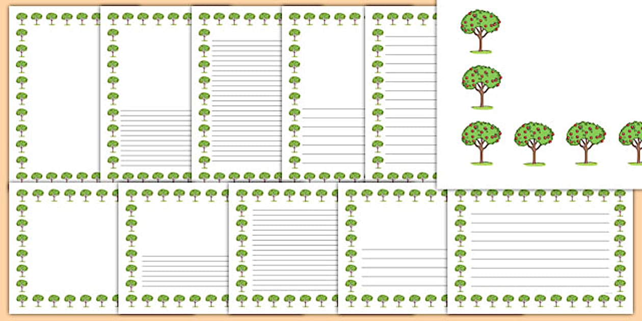 Editable Apple Tree Themed Page Borders (teacher made)