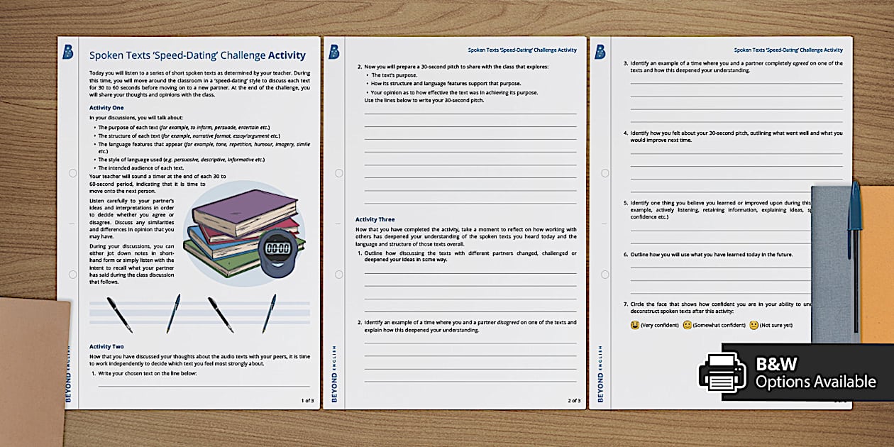 Spoken Texts 'Speed-Dating' Challenge (teacher made)