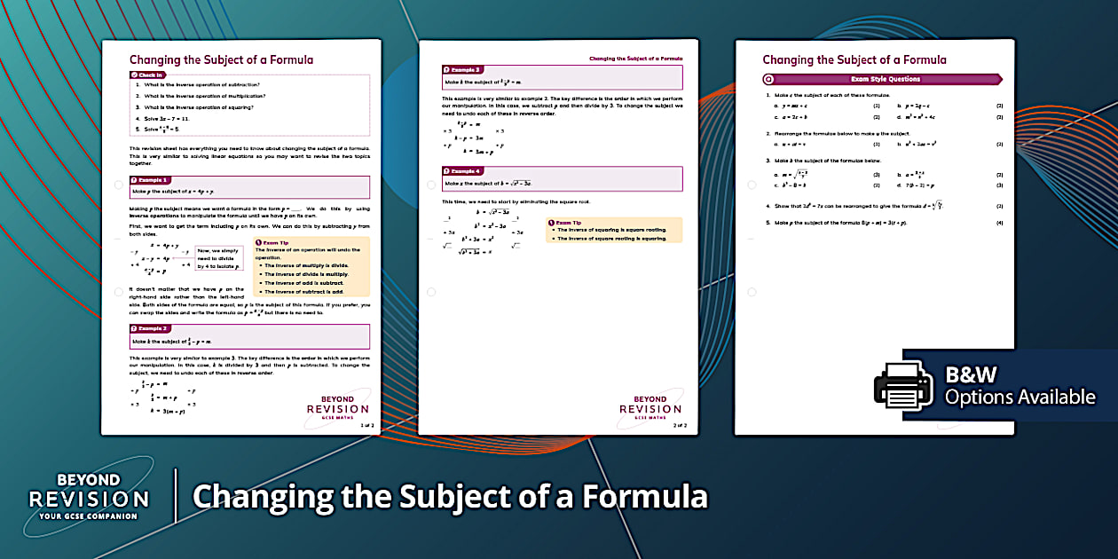 👉 Changing the Subject of a Formula - Twinkl