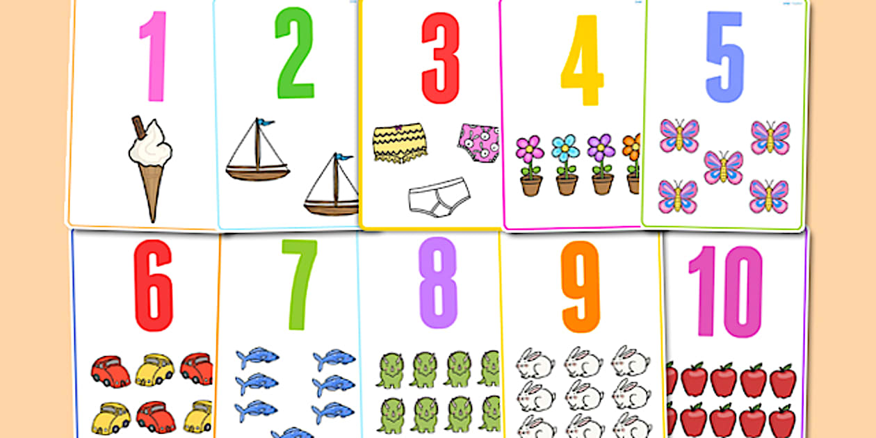 Number Picture Flashcards to 30 - ESL Number Resources