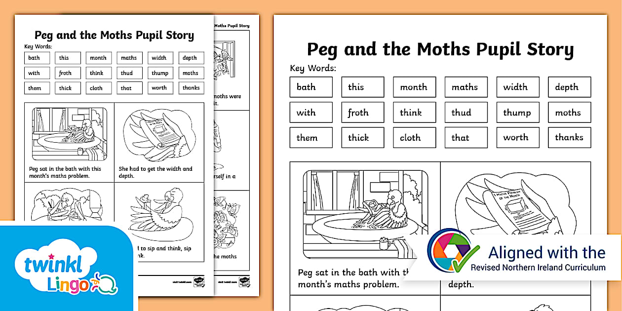 Peg and the Moths Pupil Story Activity Sheet - Twinkl