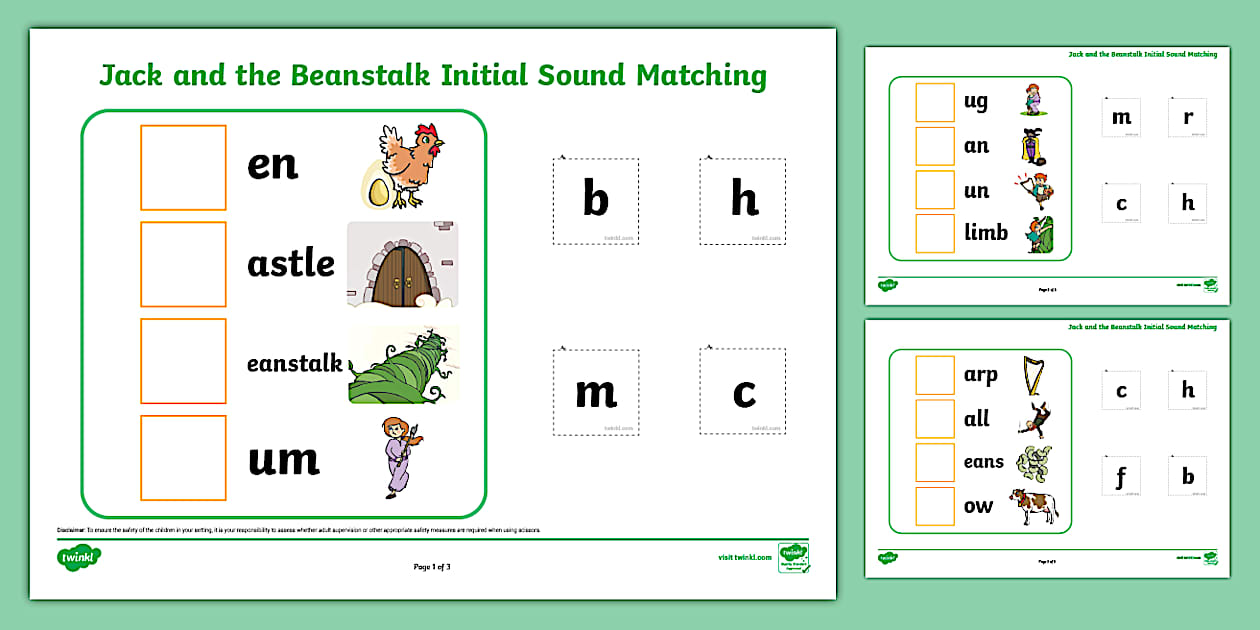 Initial Sound Matching Jack and the Beanstalk Pack - Twinkl