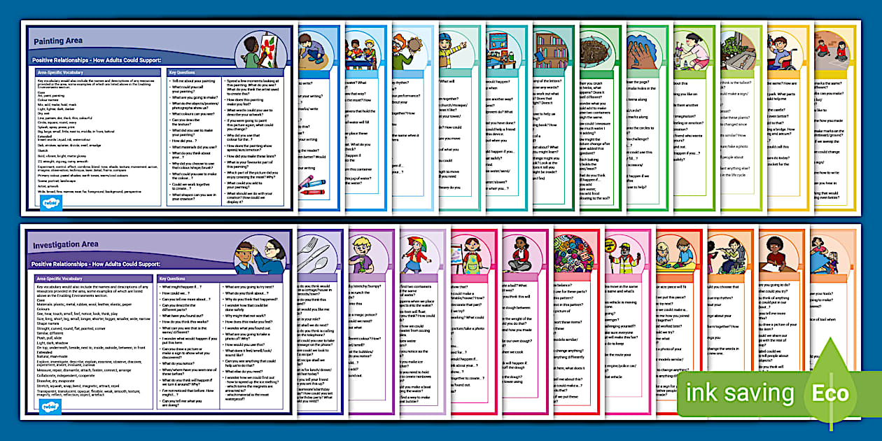 Continuous Provision: Positive Relationships Adult Prompt Poster Pack | Twinkl