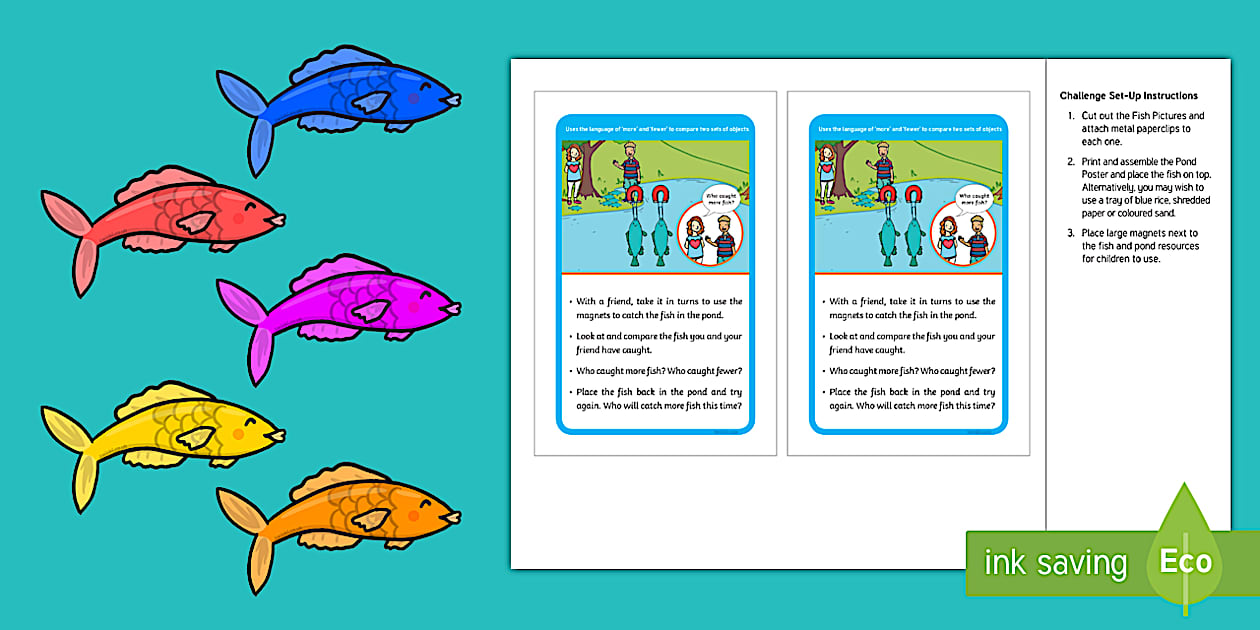 EYFS Maths Fishing Game - Comparing Quantities - Twinkl