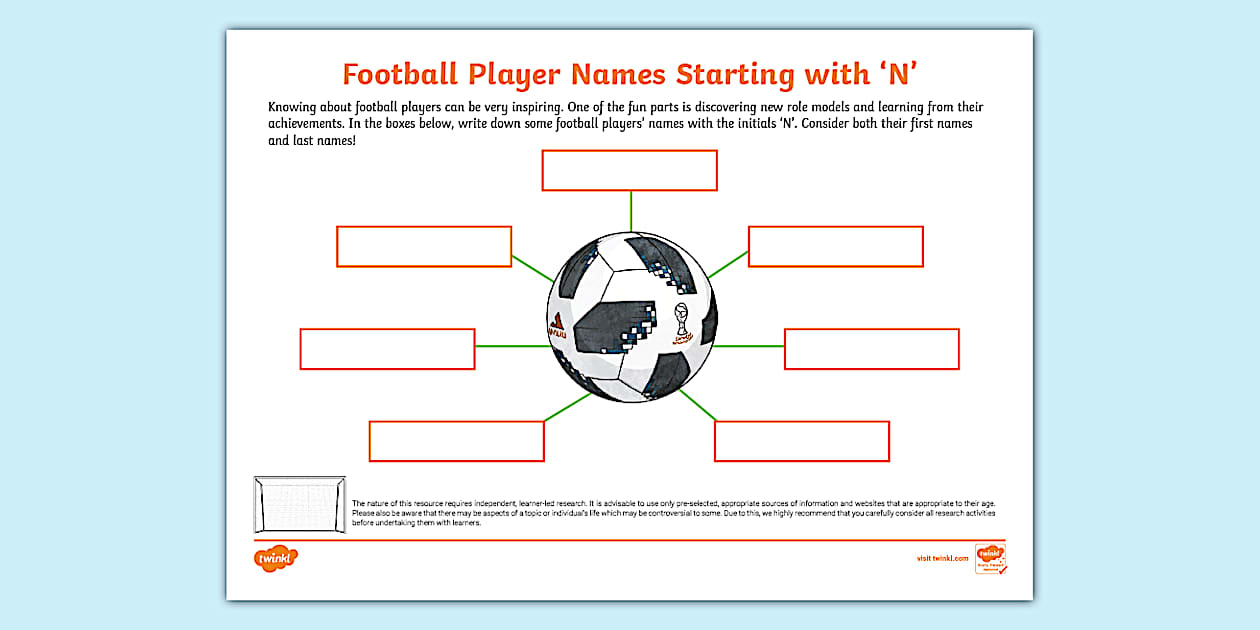 Football Player Names Starting with 'N' Activity