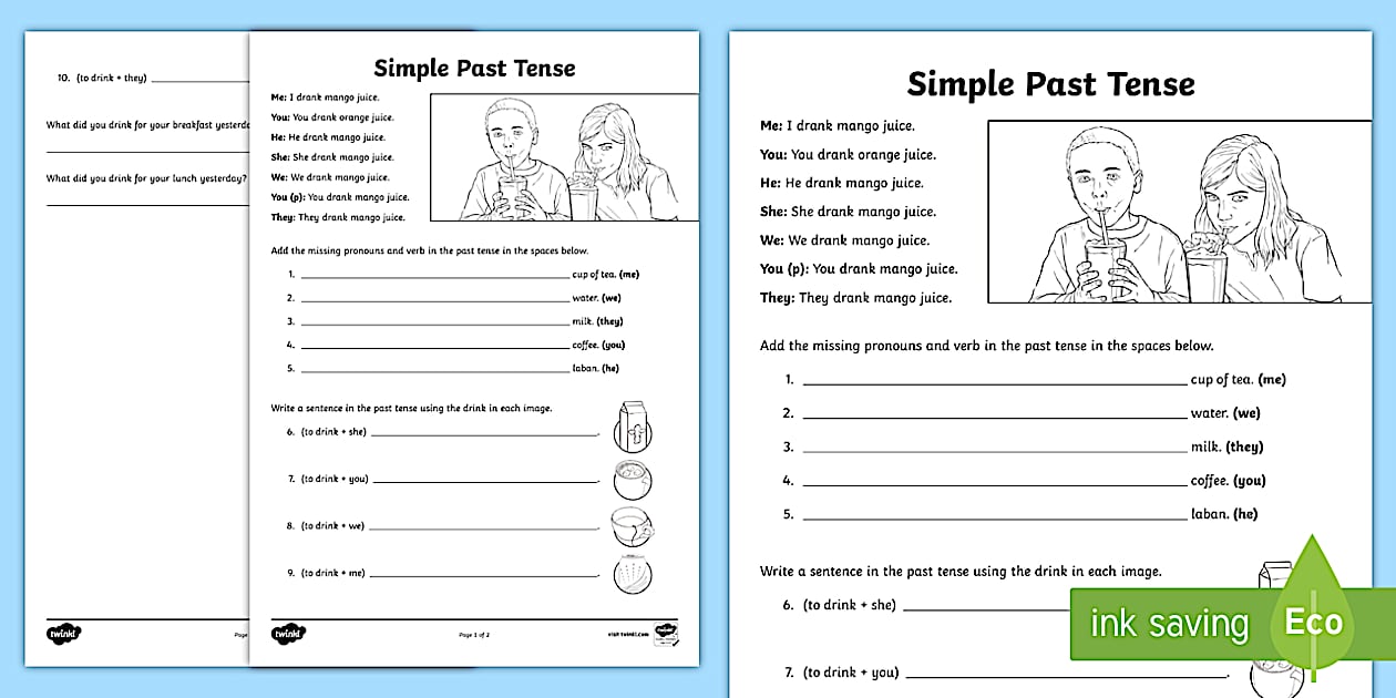 Simple Past Tense Worksheet (ティーチャーメイド)