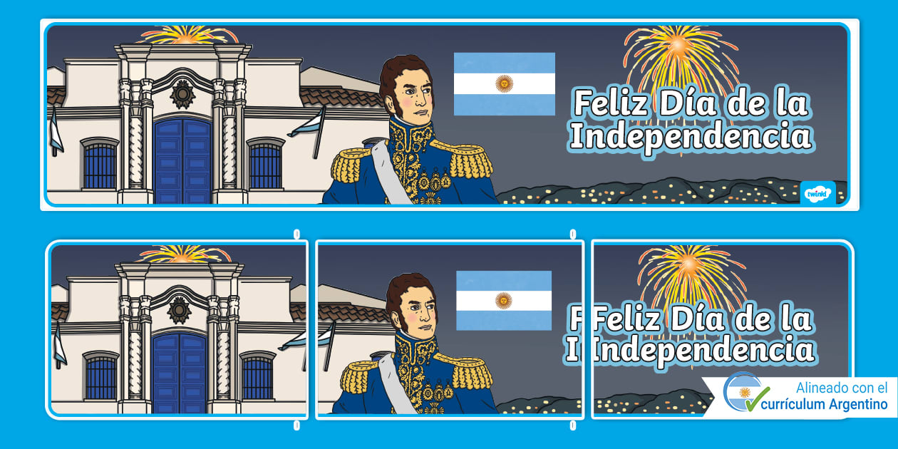 Pancarta: Feliz Día de la Independencia (9 de Julio) -Twinkl
