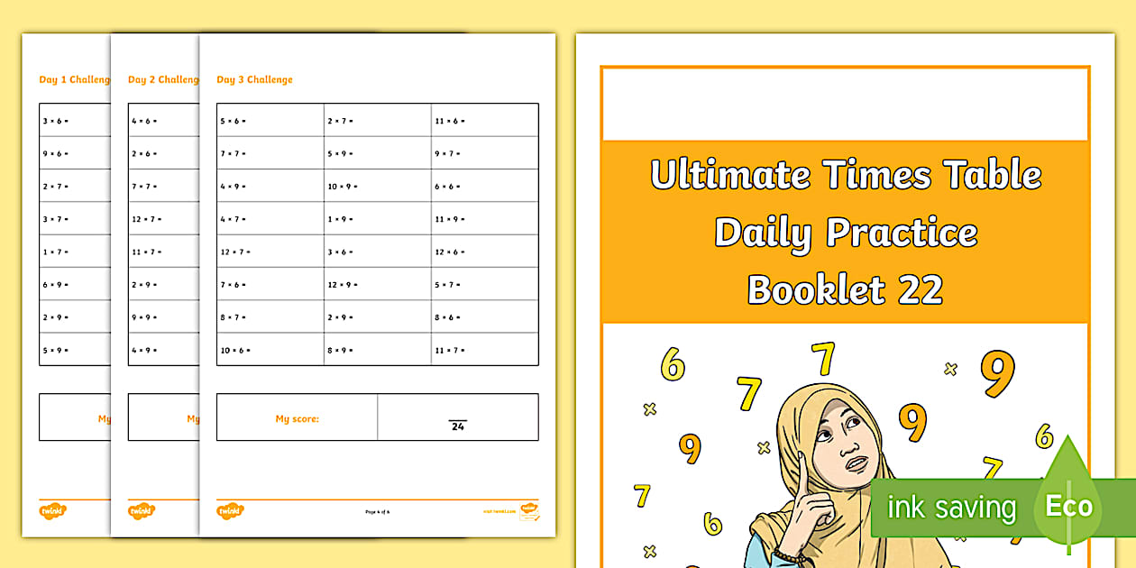 Ultimate Times Table Daily Practice Booklet 22 Booklet