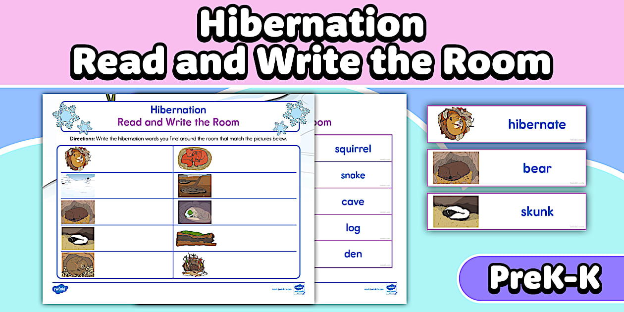 Hibernation Read and Write the Room Worksheet