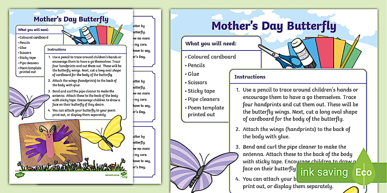 Mother’s Day Butterfly Craft and Poem | Twinkl - Twinkl