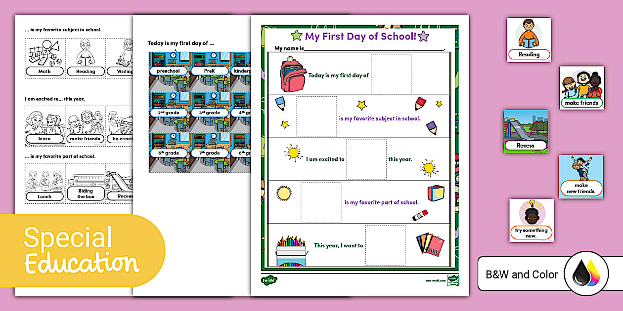 Beginning of the School Year Worksheet With Visual Supports
