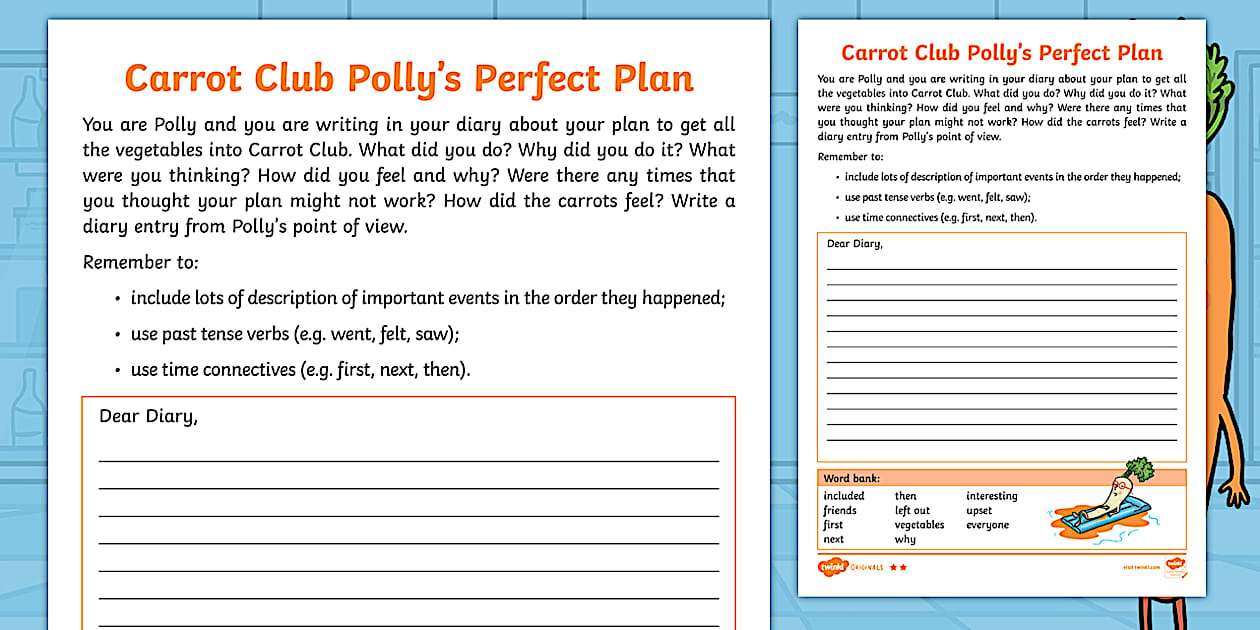 Carrot Club Diary Writing Differentiated Worksheets - Twinkl