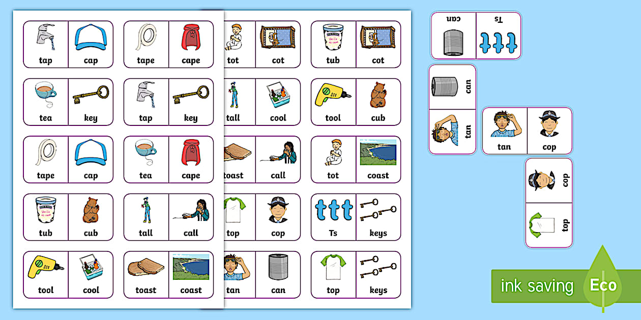 'k' and 't' Minimal Pairs Dominoes - Speech Pathology
