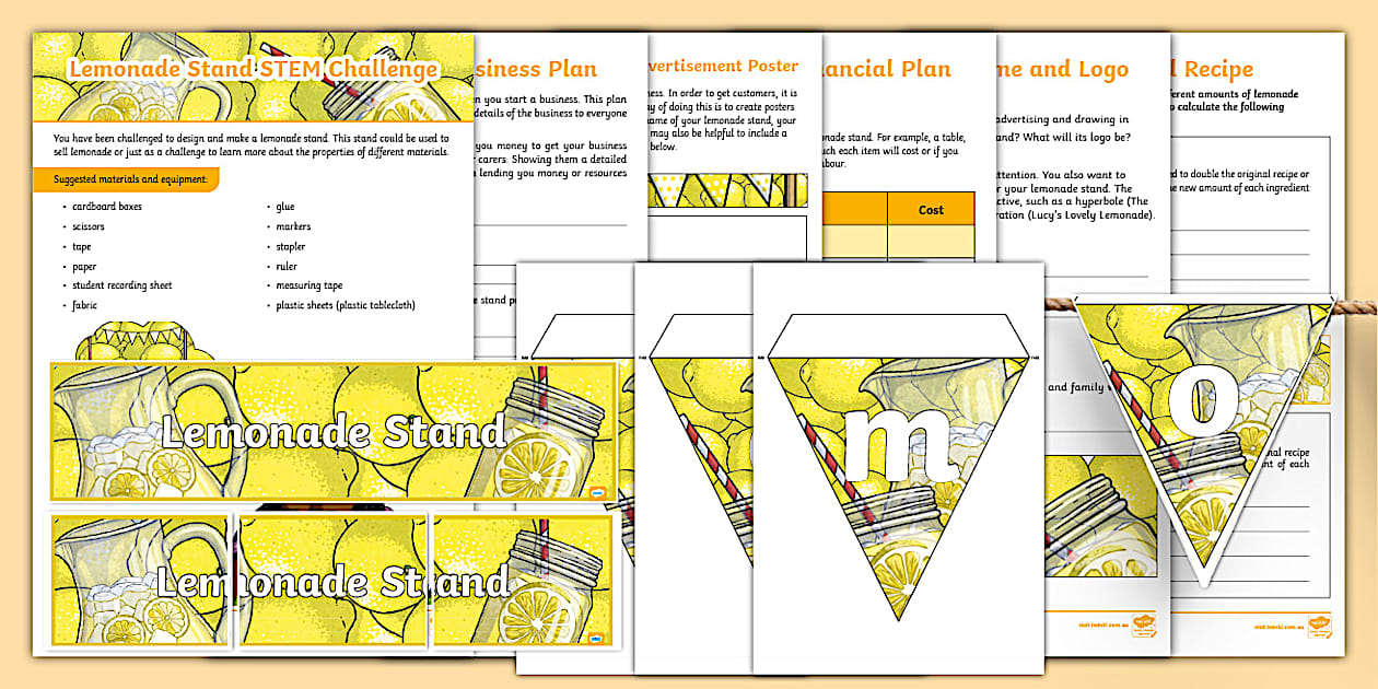 Lemonade Stand STEM Lesson Resource Pack (teacher made)