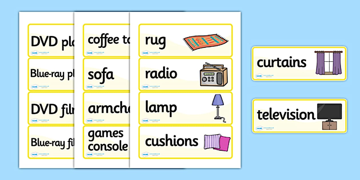 Lounge Vocabulary Cards - ESL Living Room Vocabulary