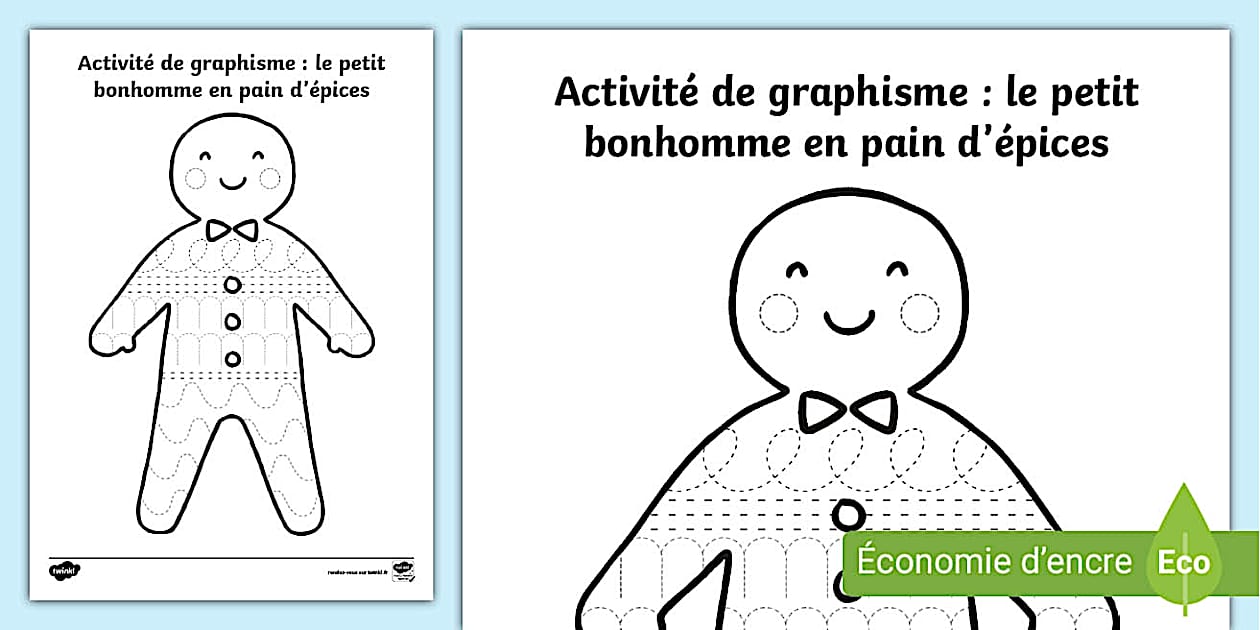 Activité de graphisme sur le petit bonhomme en pain d'épices