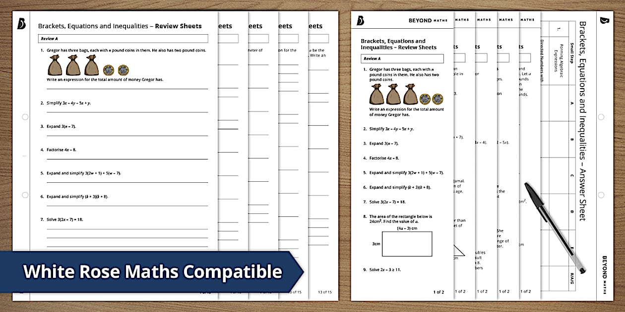 👉 Brackets, Equations and Inequalities - Review Sheets
