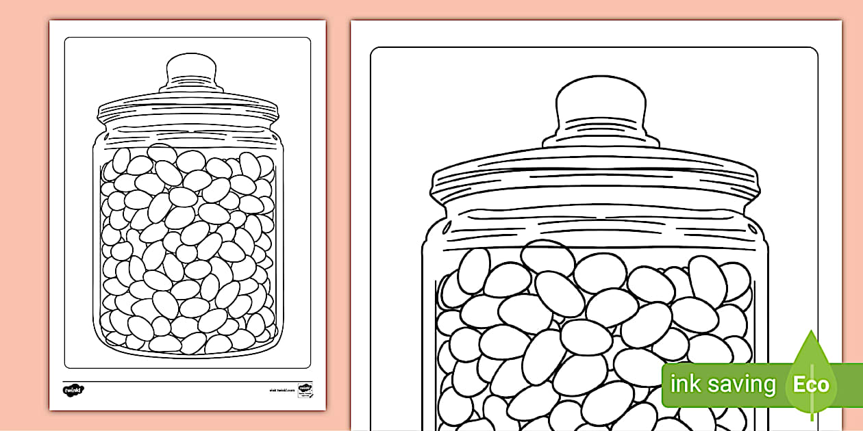 Jar of Beans Colouring Page (Teacher-Made) - Twinkl