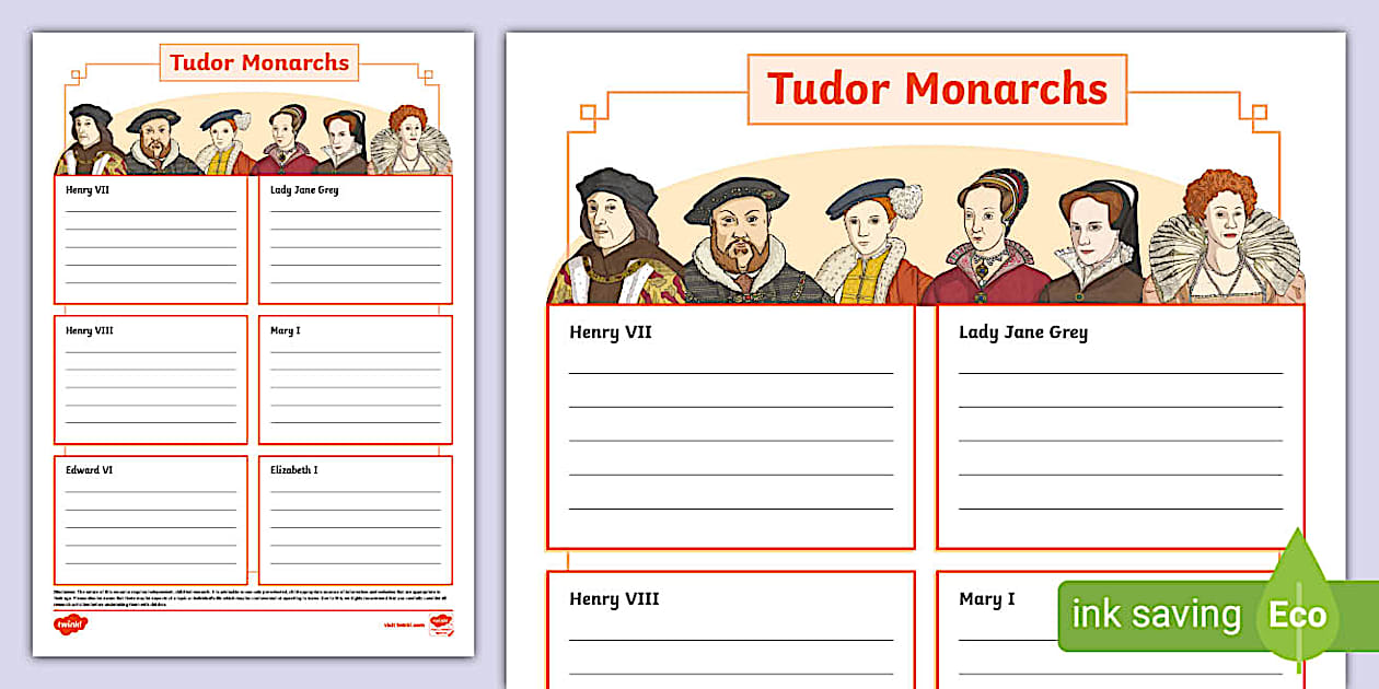 Tudor Monarchs Fact File Template (teacher made) - Twinkl