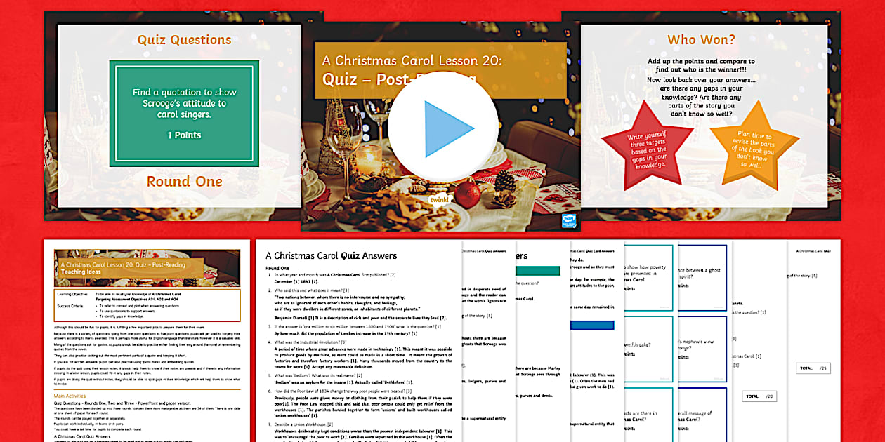 A Christmas Carol : Quiz | Lesson 20 | Beyond Resource