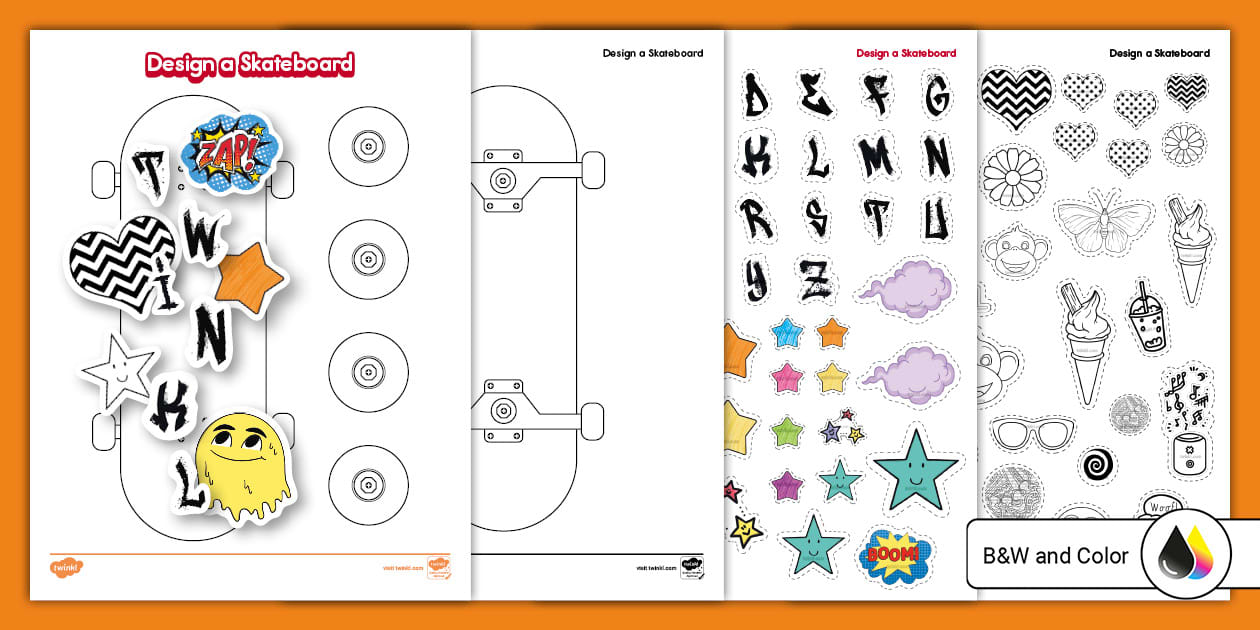 Design a Skateboard Cut and Paste Worksheet (teacher made)