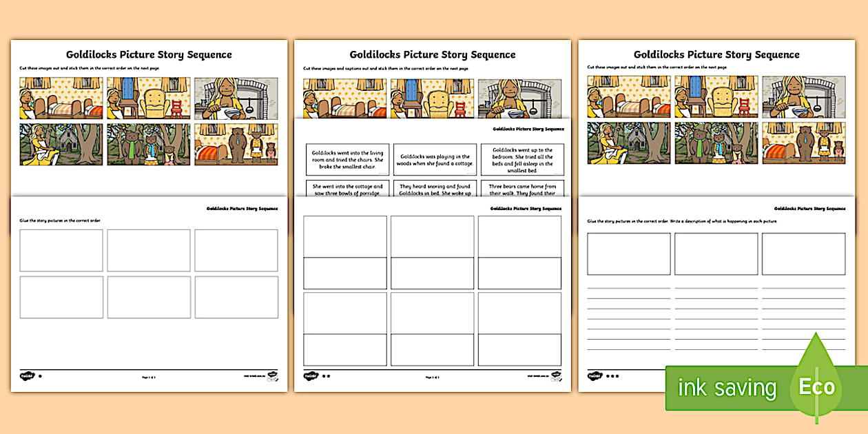 Editable Goldilocks Sequencing Differentiated Worksheets