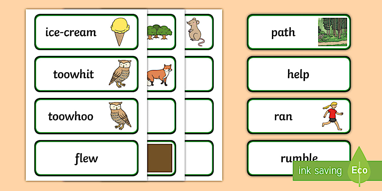 Black and White Woodland Creature Word Cards - Twinkl