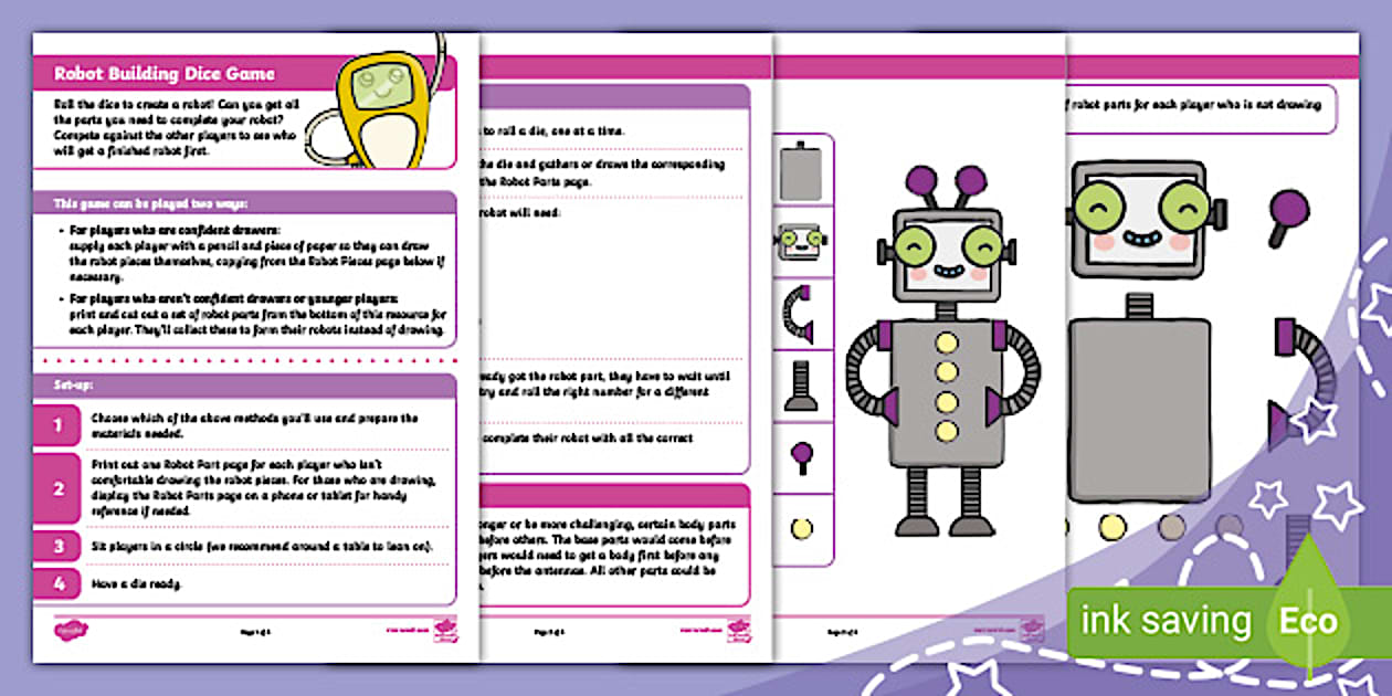 Robot Building Dice Game (teacher made) - Twinkl
