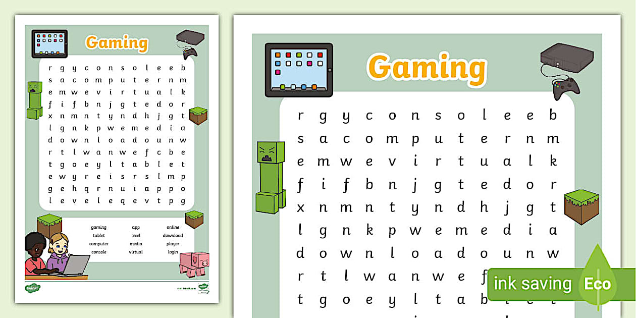 Online Gaming Words | Word Search | Twinkl (teacher made)