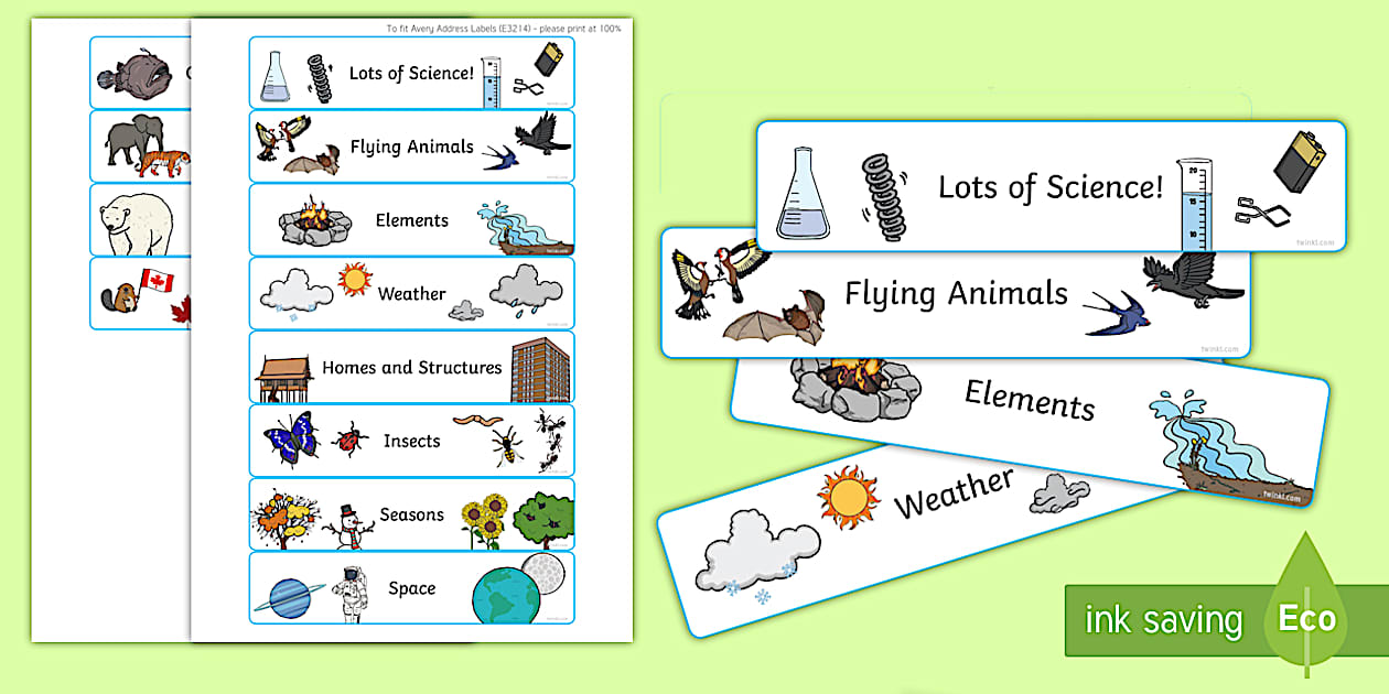 Science Book Labels (صُمم من قبل مُختصّين)