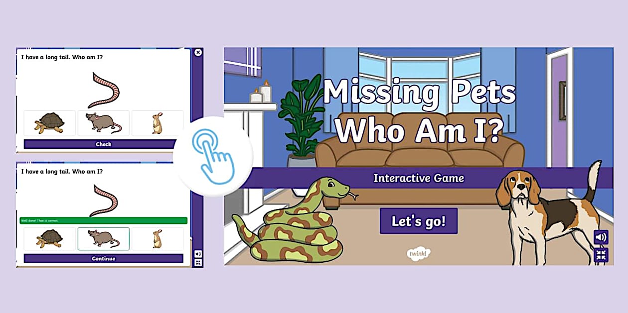 Missing Pet | Who Am I? Interactive Game | Twinkl | EYFS