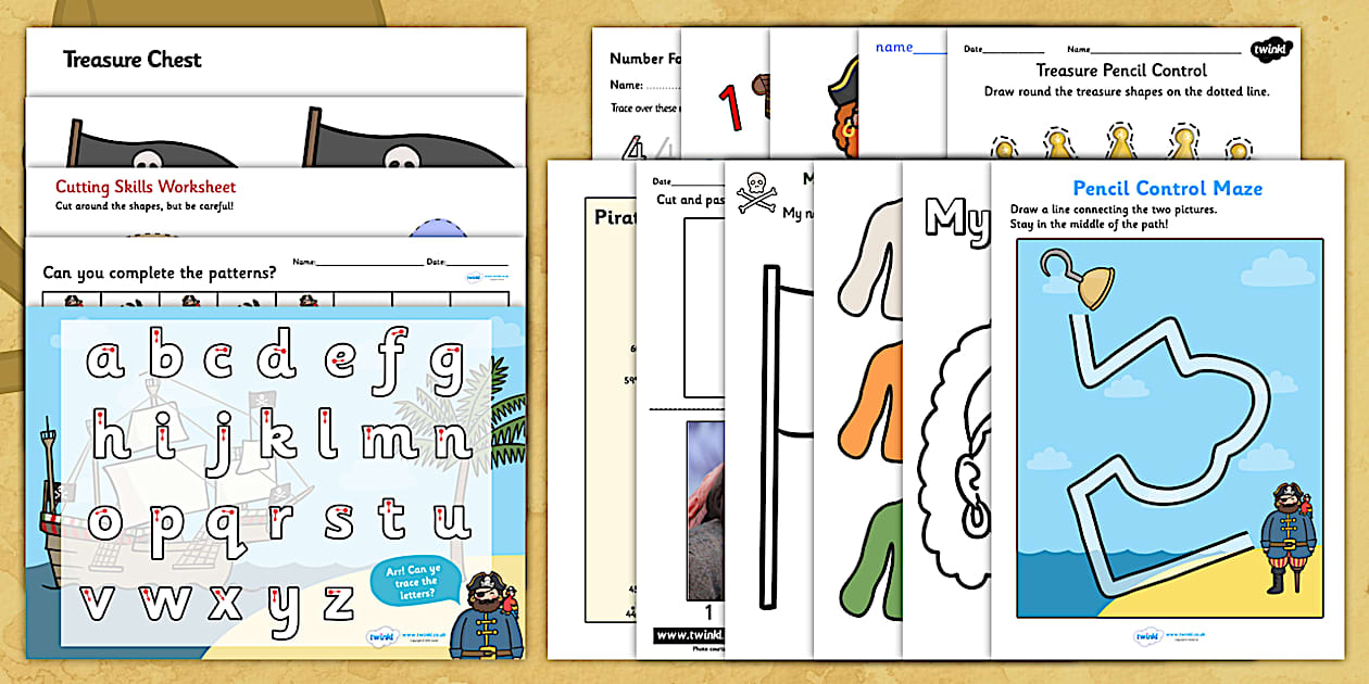 Pirate Themed Pencil Control Pack (teacher made) - Twinkl