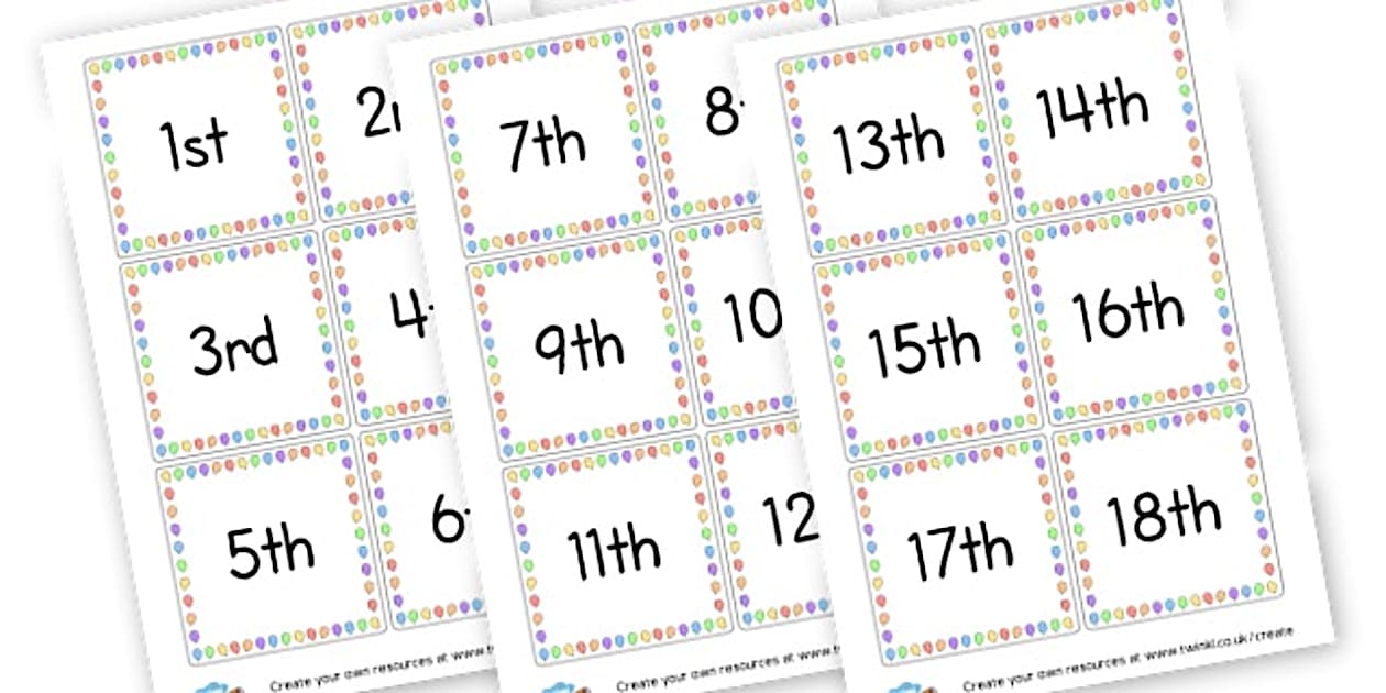 Ordinal Numbers Word Cards (teacher made) - Twinkl
