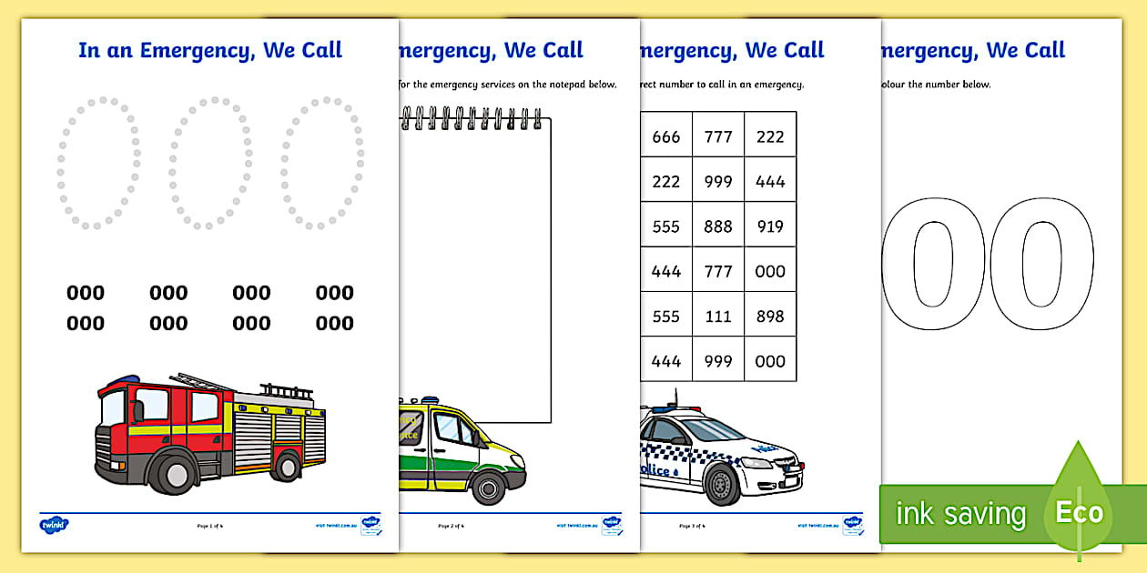 Triple Zero Emergency Worksheets - Twinkl