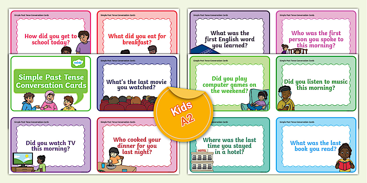 ESL Simple Past Tense Conversation Cards (teacher made)