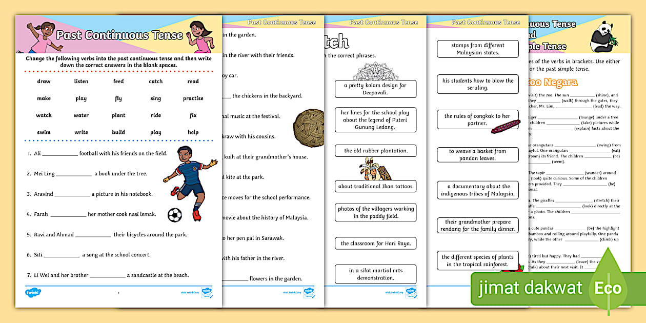 Past Continuous Tense Worksheet (teacher made) - Twinkl