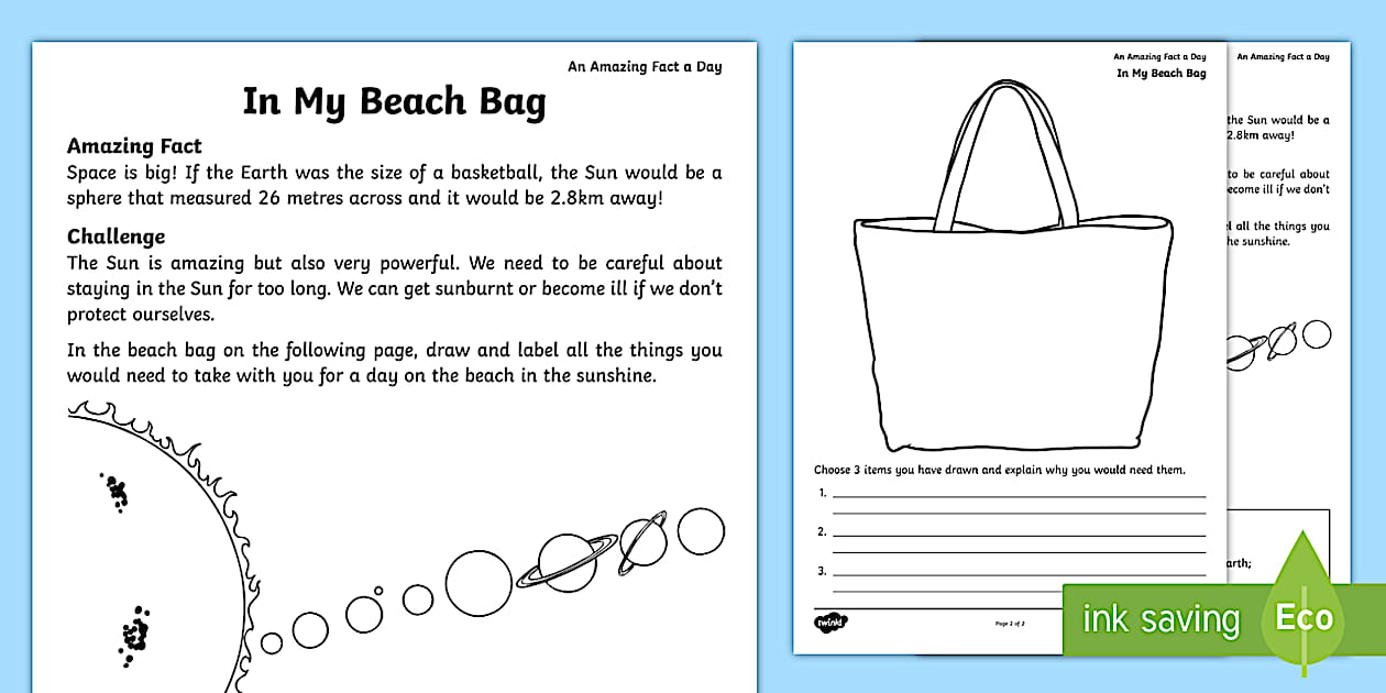 In My Beach Bag Worksheet / Worksheet (teacher made)