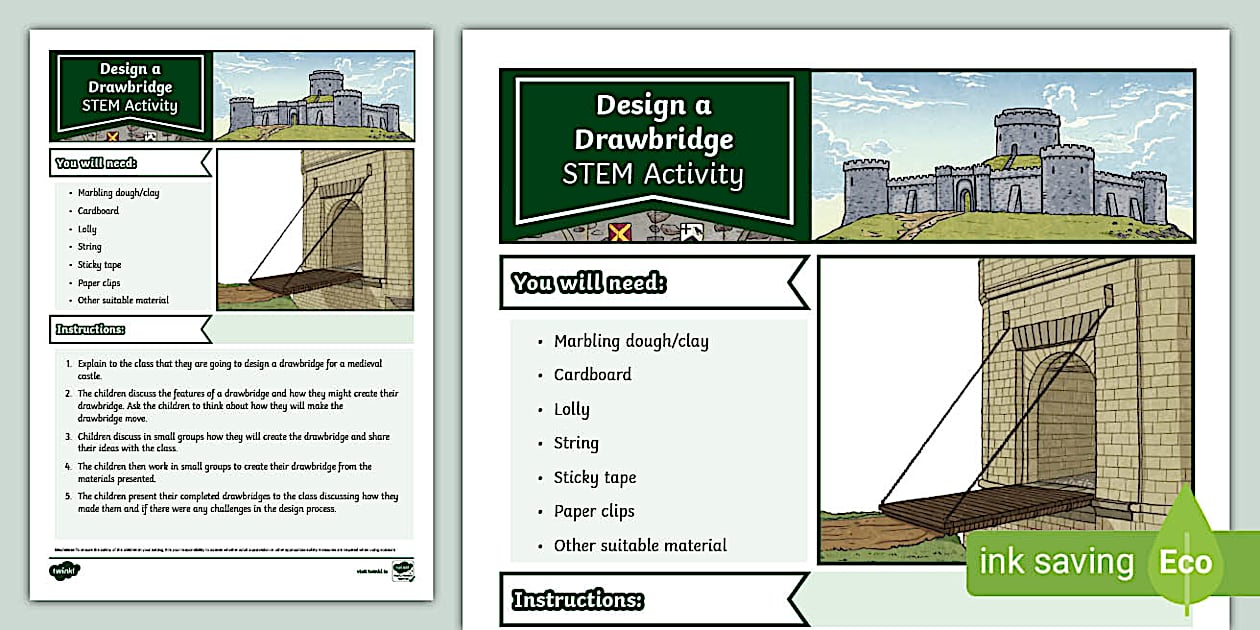 Design a Drawbridge Stem Activity Teacher Guidance - Twinkl