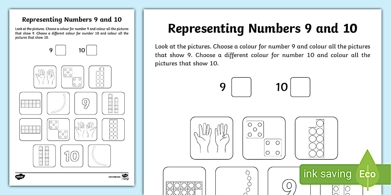 👉 Representing Numbers 9 and 10 Activity - Twinkl