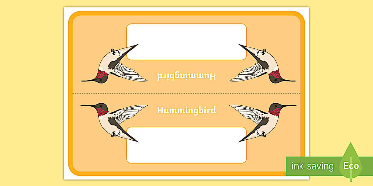 Hummingbird Table Signs - 2D Shapes Table Signs - Twinkl