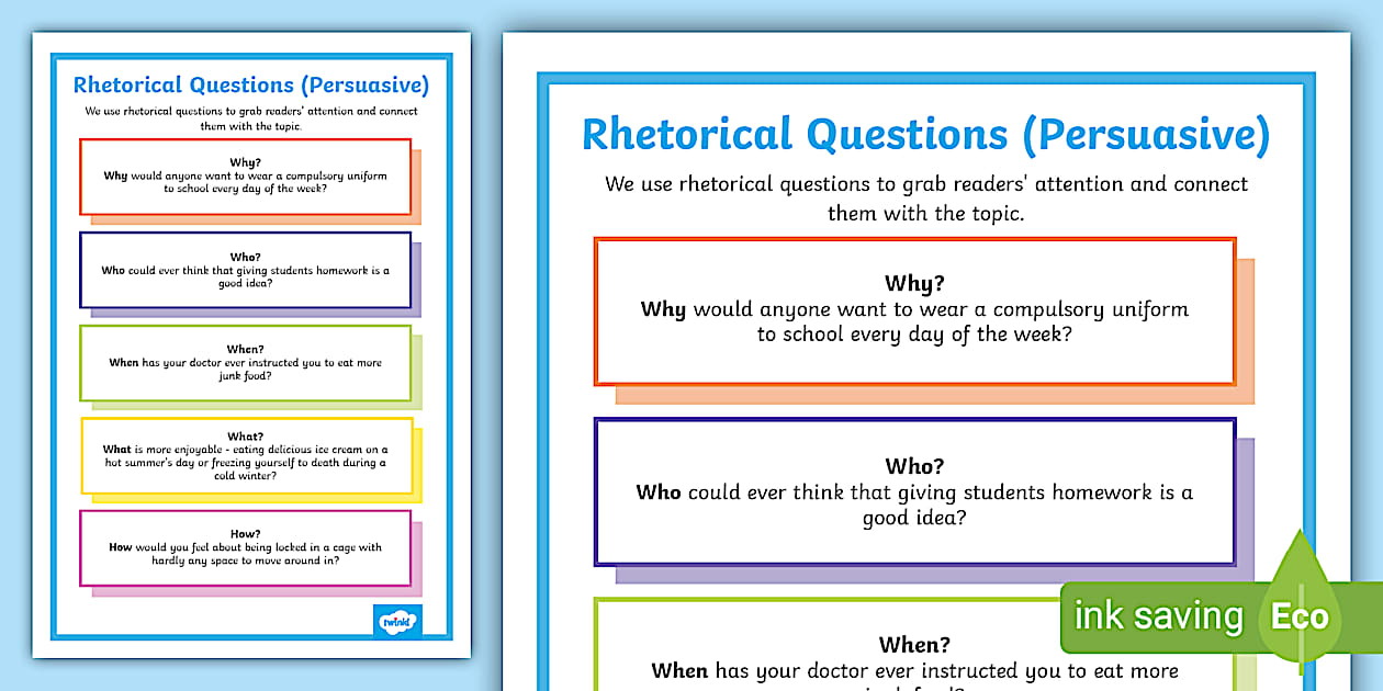Rhetorical Questions Display Poster (Persuasive) - Twinkl