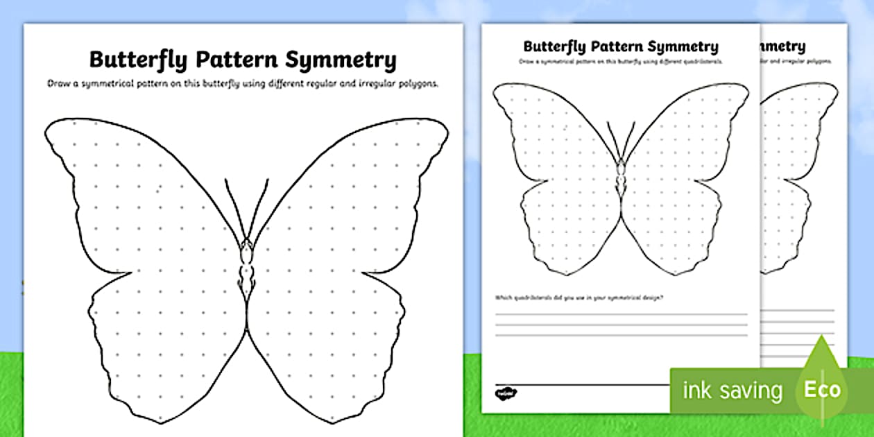 KS2 Butterfly Pattern Symmetry Worksheet (teacher made)