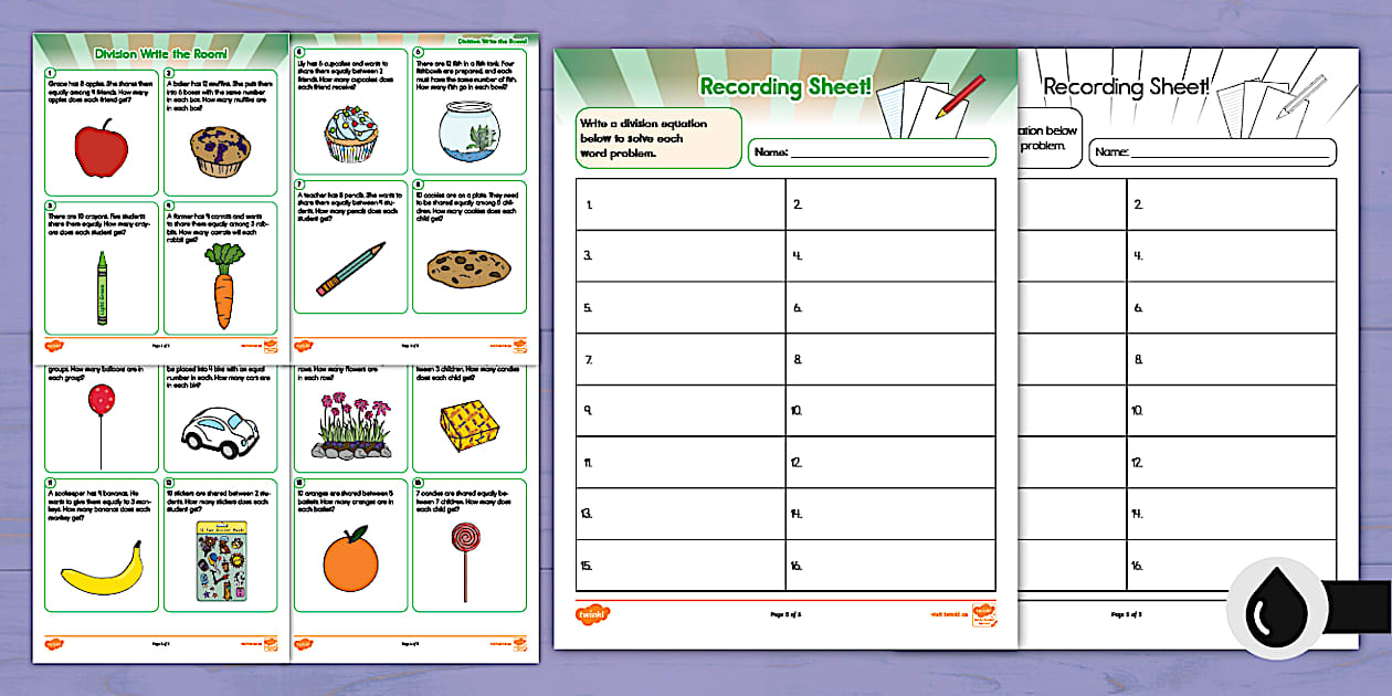 Grade 2 Division Write the Room (teacher made) - Twinkl