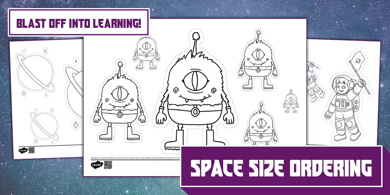 Foundation Phase Life Skills - Space Size Ordering - Colouring Worksheet (CAPS