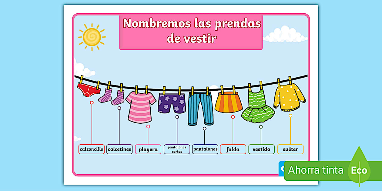 Hoja de vocabulario: Nombremos las prendas de vestir